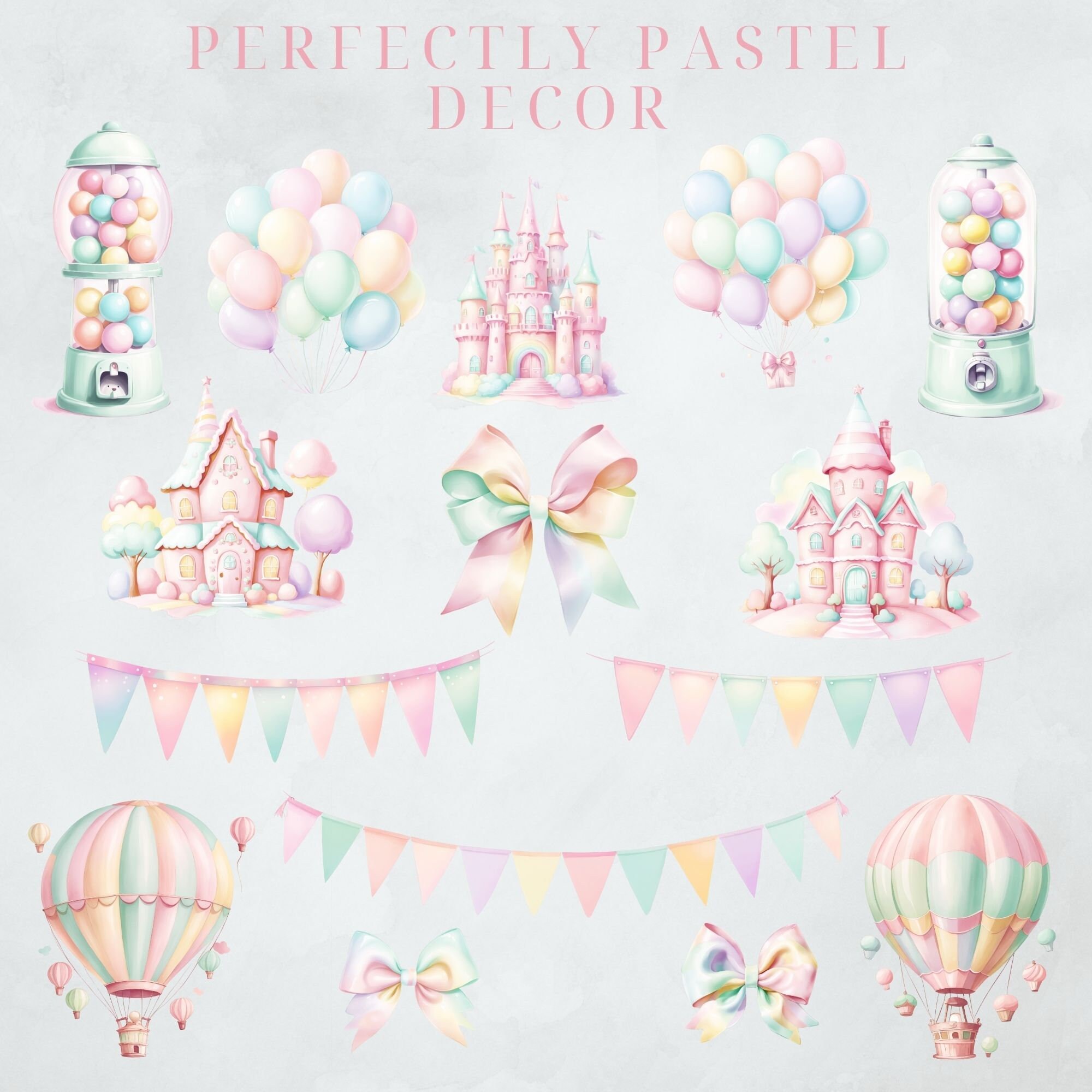 Pastel Birthday Clipart Candyland Carnival Unicorn Glitter Birthday ...