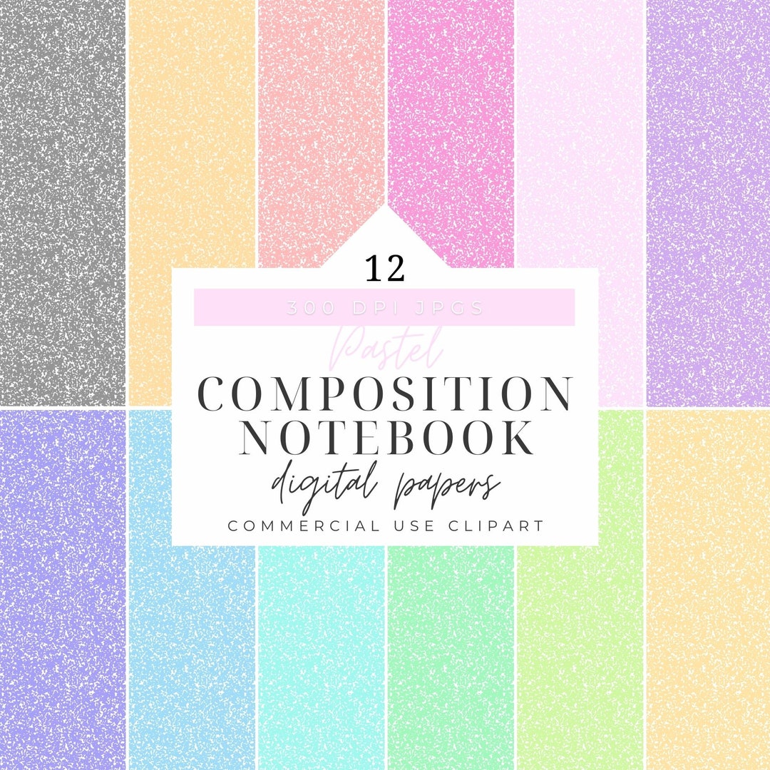 Pastel Composition Notebook Pattern Digital Paper, School Book Cover ...
