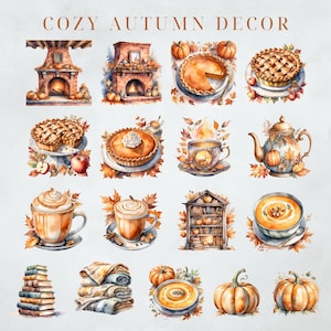 Cozy Autumn Graphics Clipart Cozy Fall PNG Watercolor Pumpkin Spice Png ...