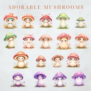 Cute Mushroom Graphics Kawaii Mushroom PNG Fungi Clipart Quirky ...