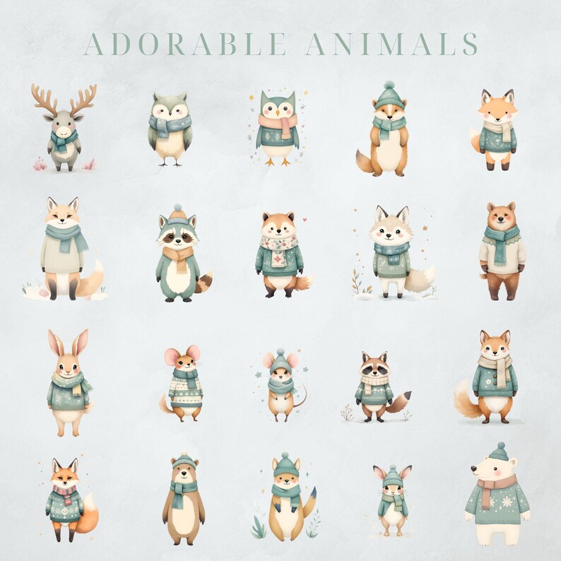 Winter Woodland Animals Clipart Forest Friends Woodland Clipart Winter ...