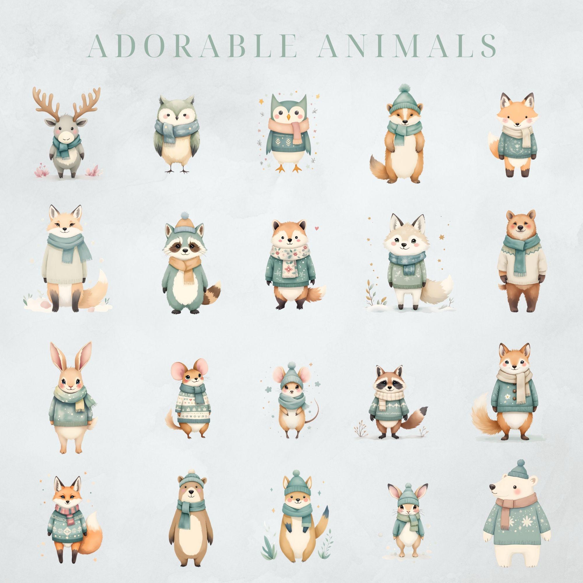 Winter Woodland Animals Clipart Forest Friends Woodland Clipart Winter ...