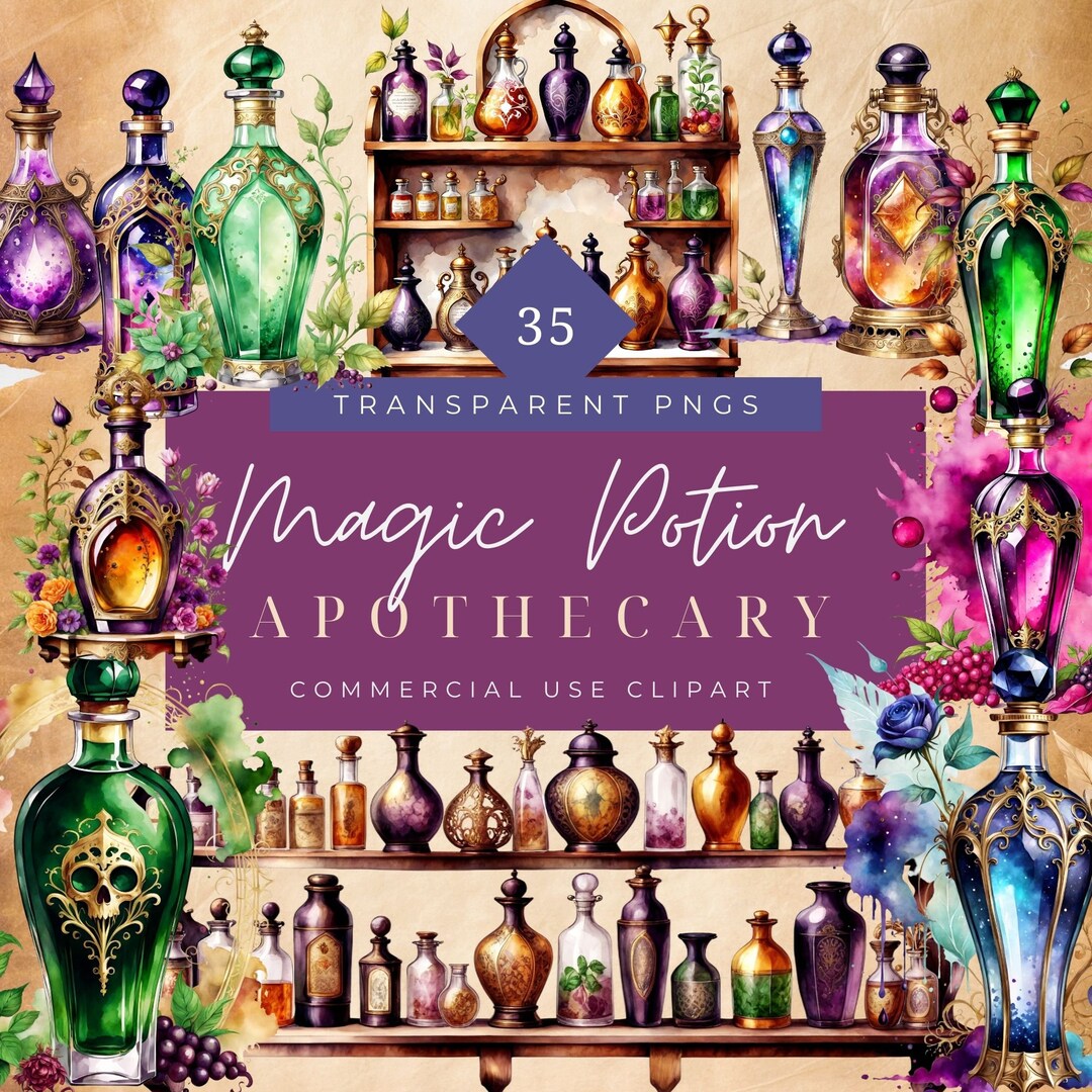 Watercolor Magic Potion Clipart Witch Potion PNG Mystical Potion ...
