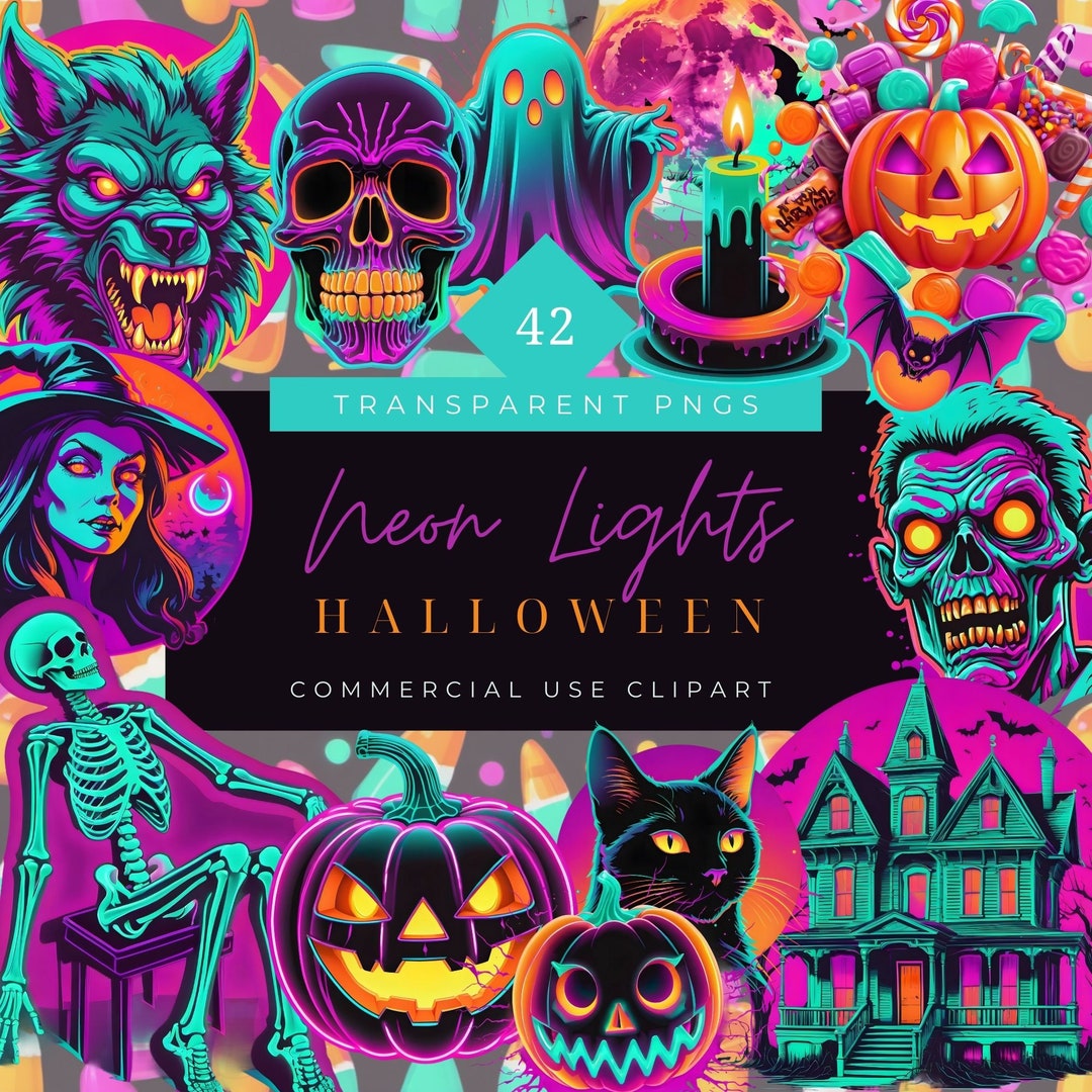 Neon Halloween Clipart - Halloween Ghost Pumpkin Clipart Halloween ...