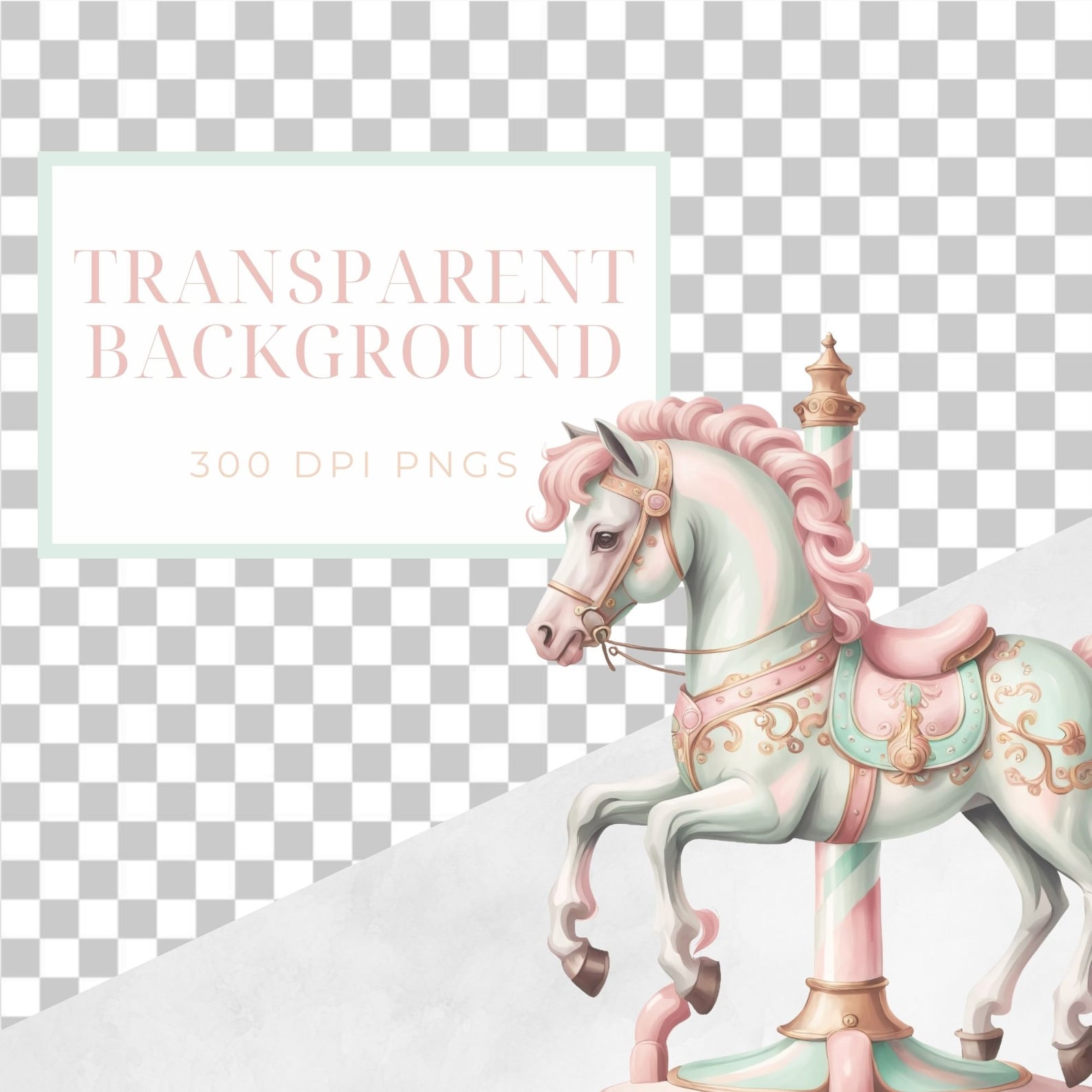 Pastel Carousel Clipart Carnival Carousel Horse Circus Watercolor ...