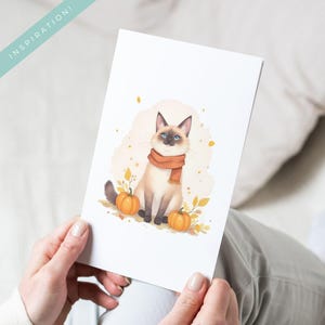 Pumpkin Cat Clipart Cozy Autumn Clipart Watercolor Kitten in Pumpkins ...