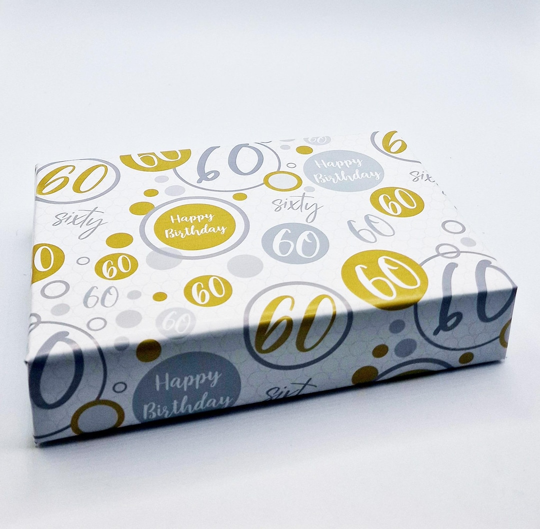 60th Birthday Wrapping Paper Age 60 Birthday Gold and Silver Unisex ...