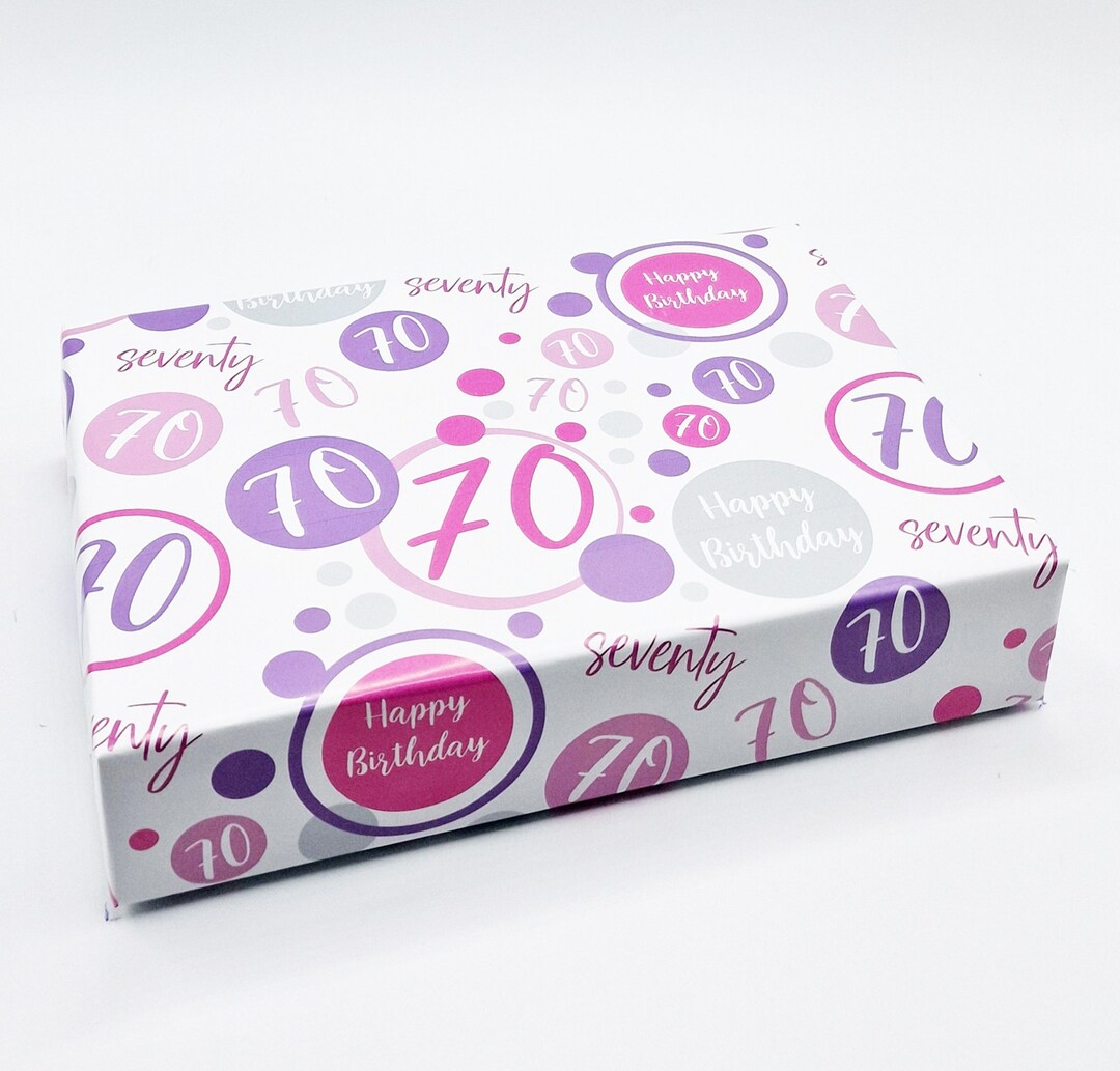 70th Birthday Wrapping Paper Age 70 Birthday Pink Lilac and Silver ...