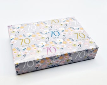 2 Sheets 70th Birthday Wrapping Paper Age 70 Birthday White and Pink ...
