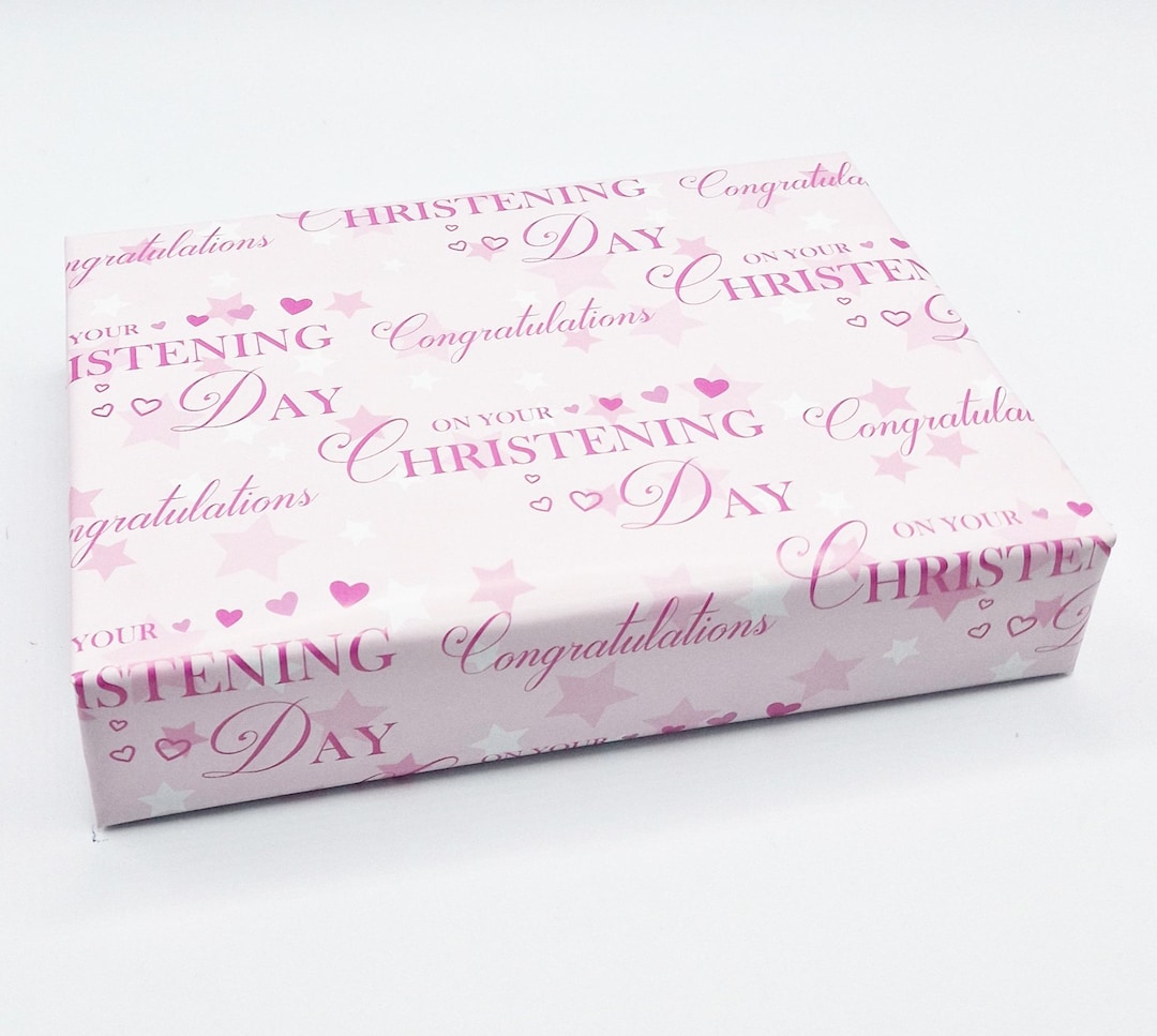 Congratulations on Your Christening Day Wrapping Paper Pink Girl ...