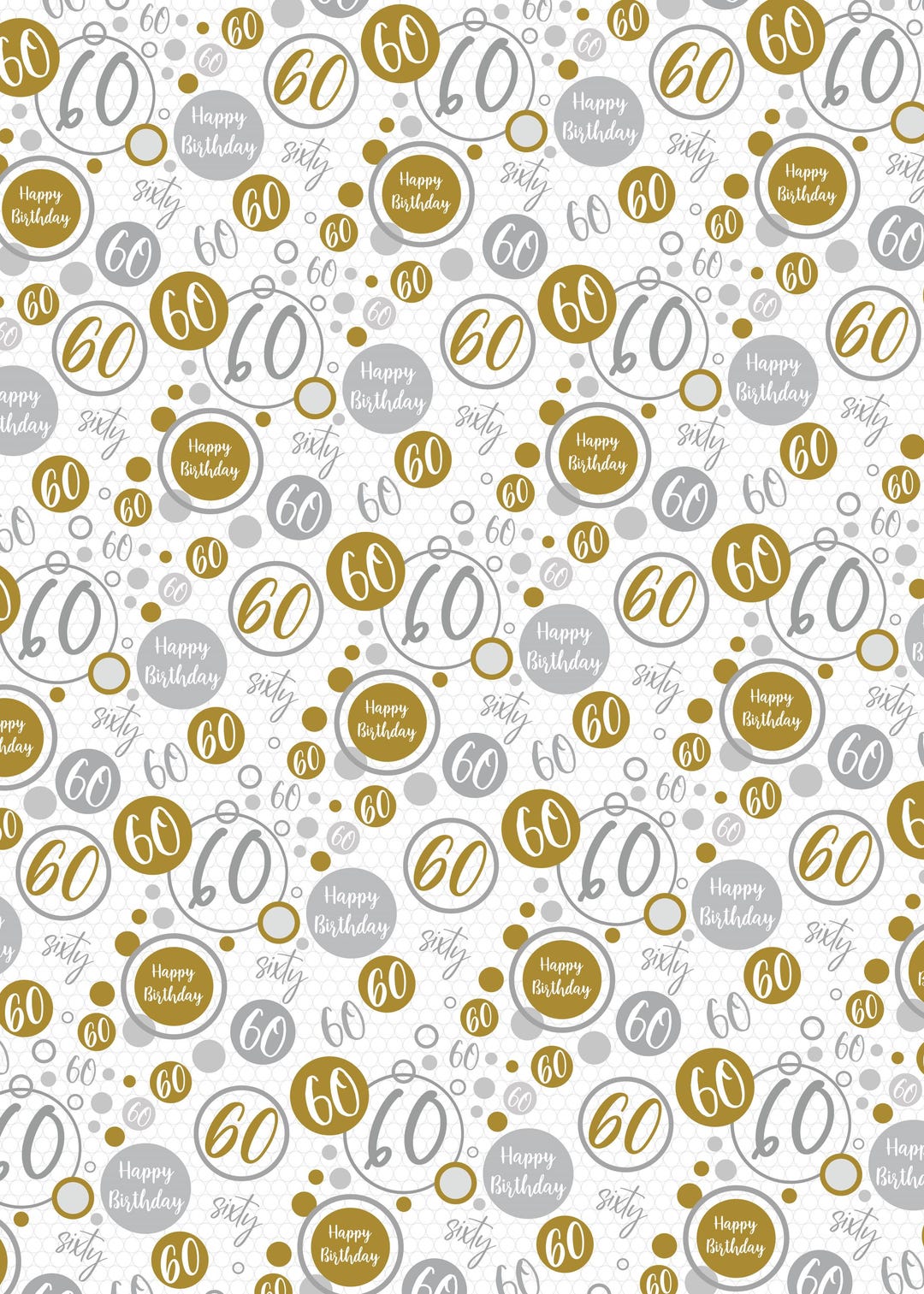 60th Birthday Wrapping Paper Age 60 Birthday Gold and Silver Unisex ...