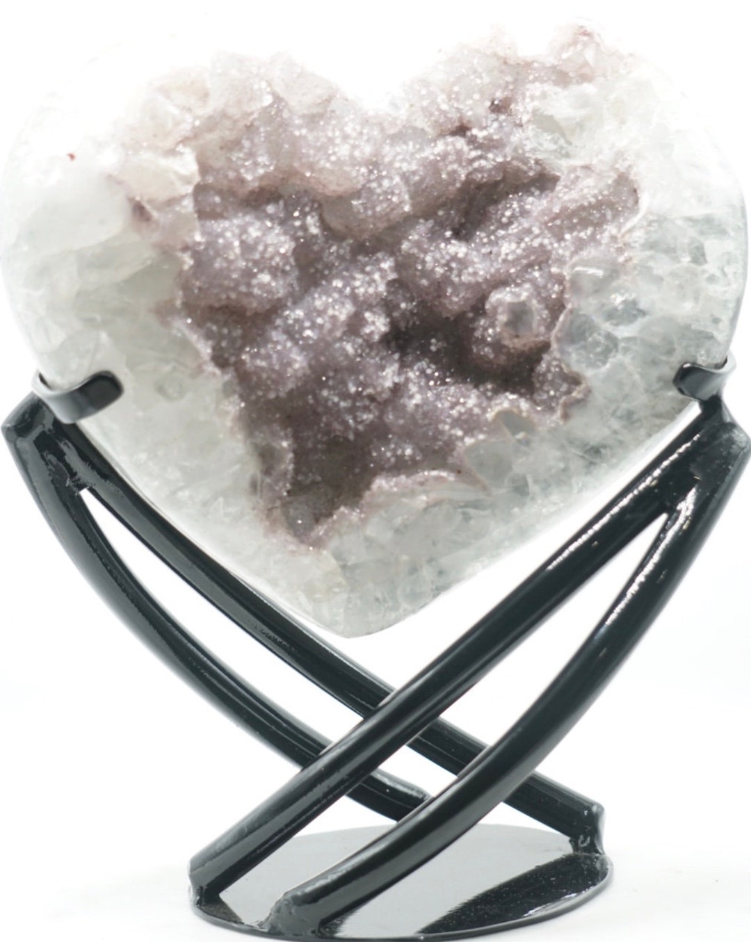 Extra Quality Amethyst Heart Geode on a Metal Bracket, 9.59 Lbs & 10 ...
