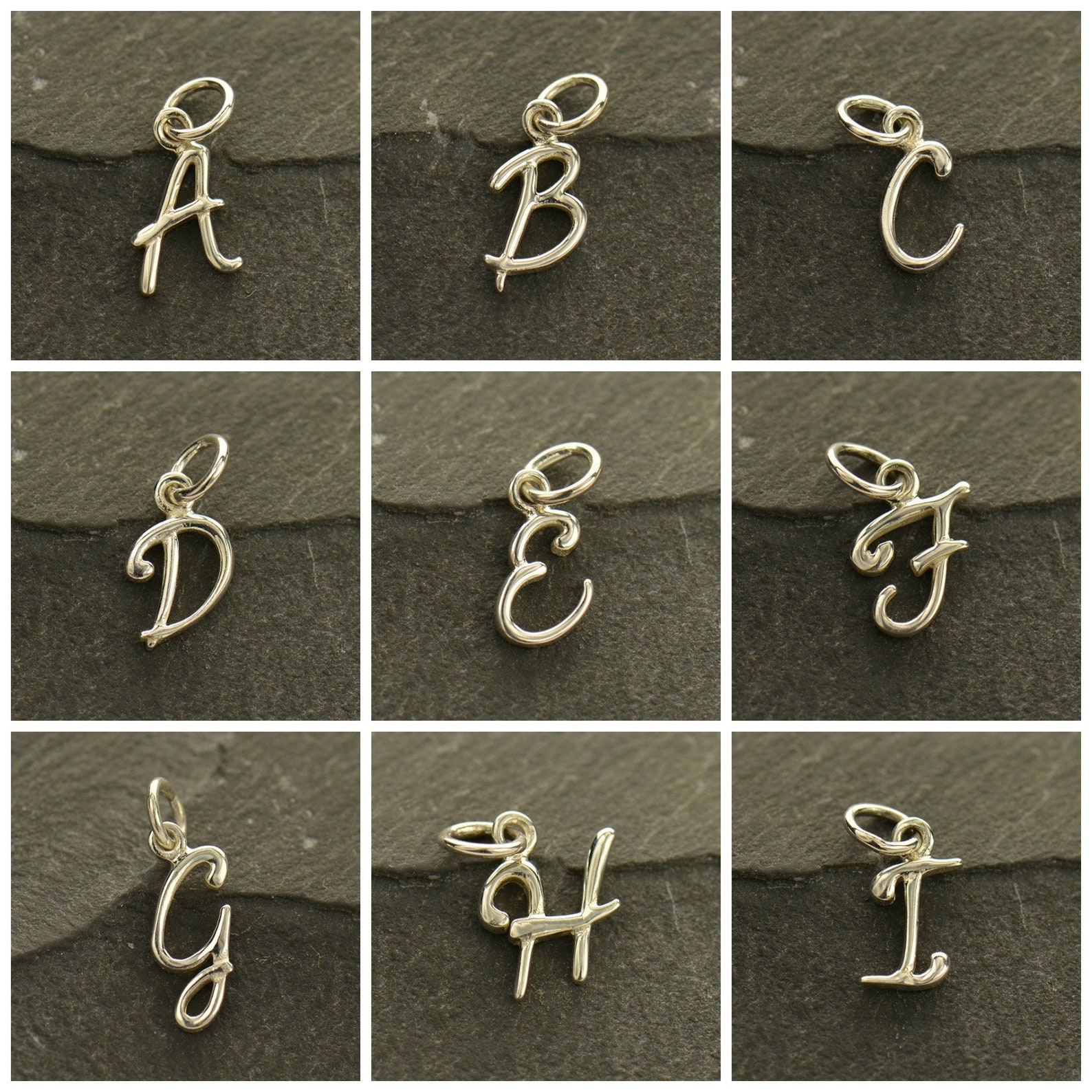 Alphabet Charm Sterling Silver Letter Initial Charms Fancy - Etsy