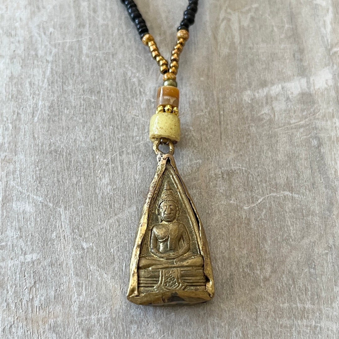 Boho Brass Buddha Pendant With Handmade Beaded Necklace - Etsy