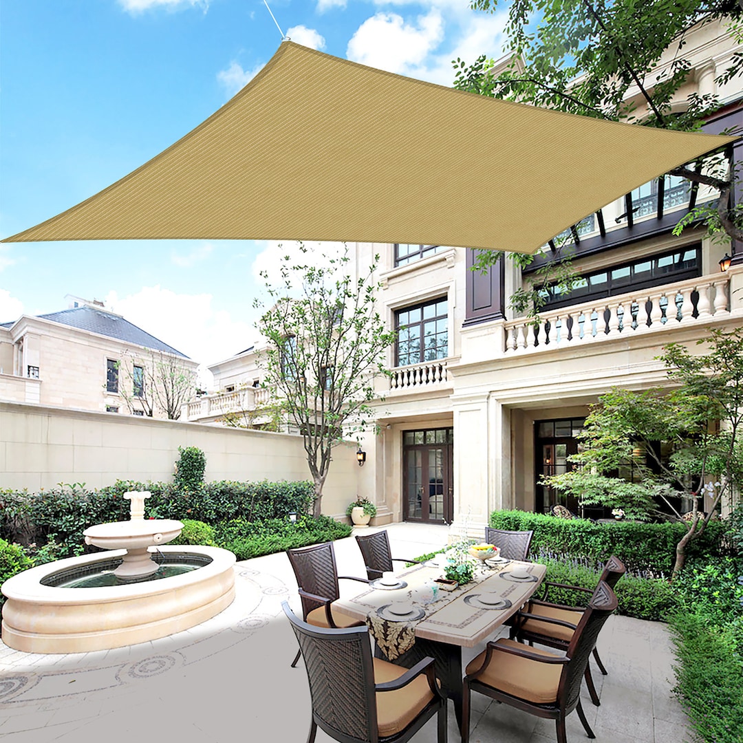 Houssity Permeable Sun Shade Sail Canopy Awning Shade Cloth for Pool ...