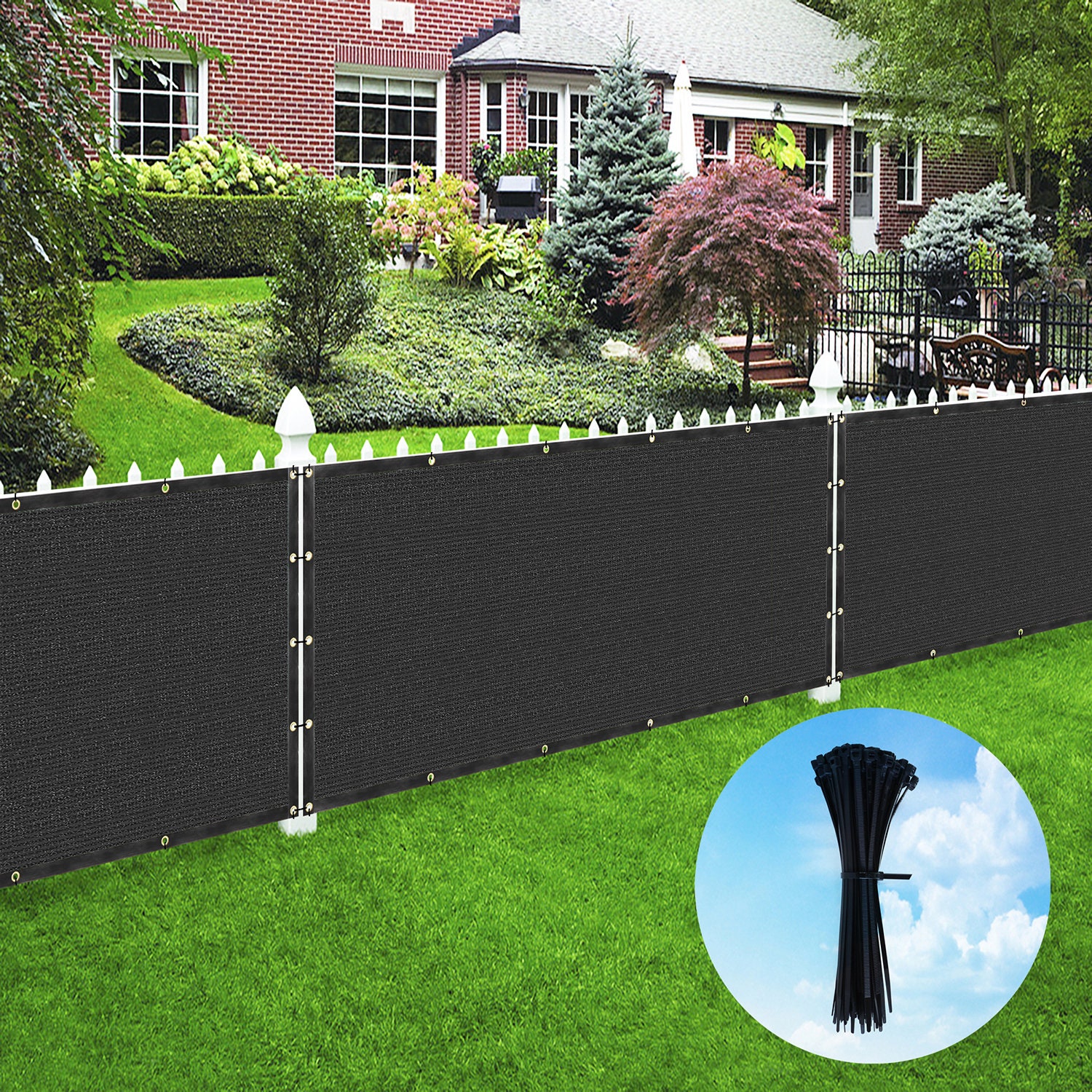 Houssity 6' Tall Fence Privacy Screen Cover Panel Shade Cloth Fabric ...