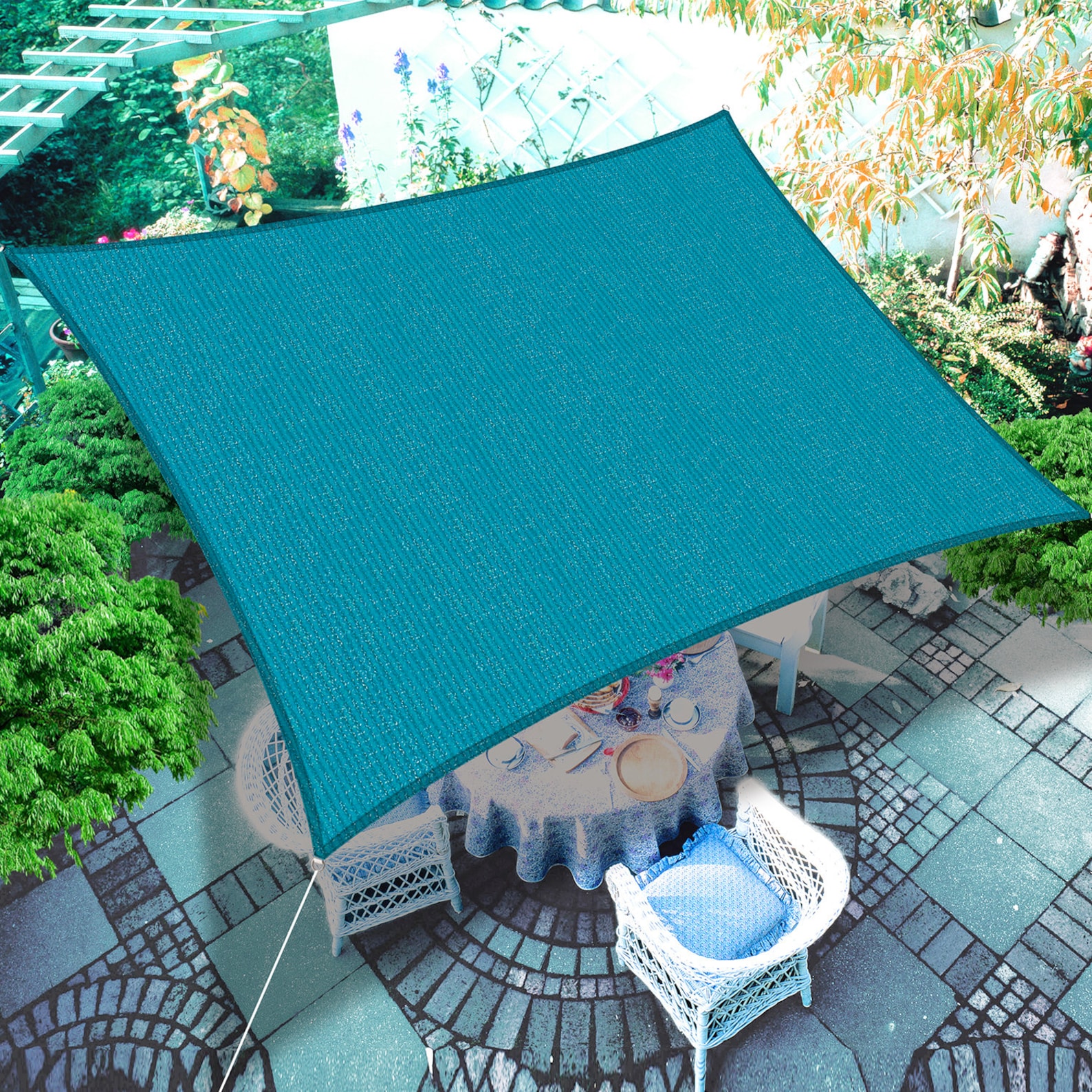 Houssity Permeable Sun Shade Sail Canopy Awning Shade Cloth for Pool ...