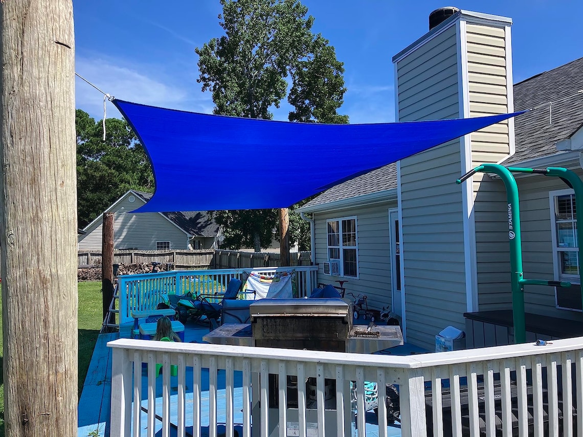 Houssity Permeable Sun Shade Sail Canopy Awning Shade Cloth for Pool ...