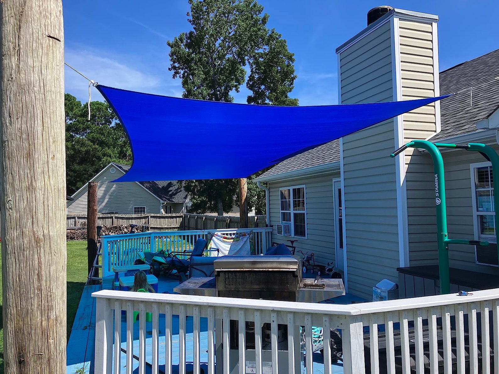 Houssity Permeable Sun Shade Sail Canopy Awning Shade Cloth for Pool ...