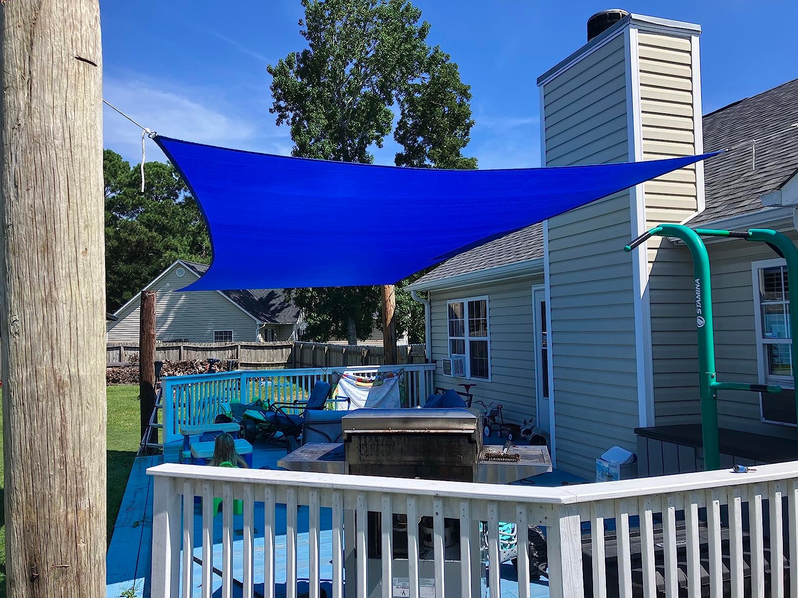 Houssity Permeable Sun Shade Sail Canopy Awning Shade Cloth for Pool ...