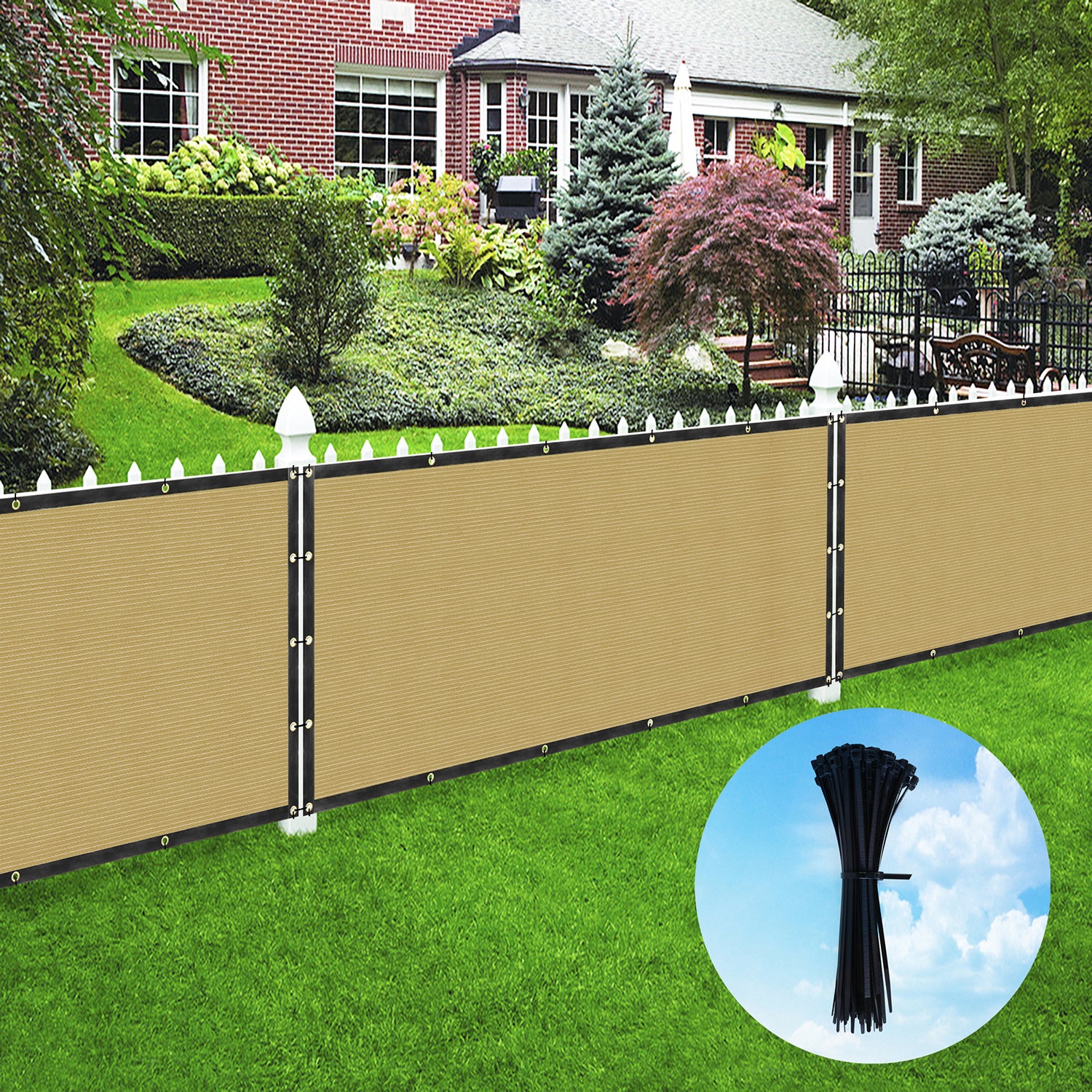 Houssity 6' Tall Fence Privacy Screen Cover Panel Shade Cloth Fabric ...