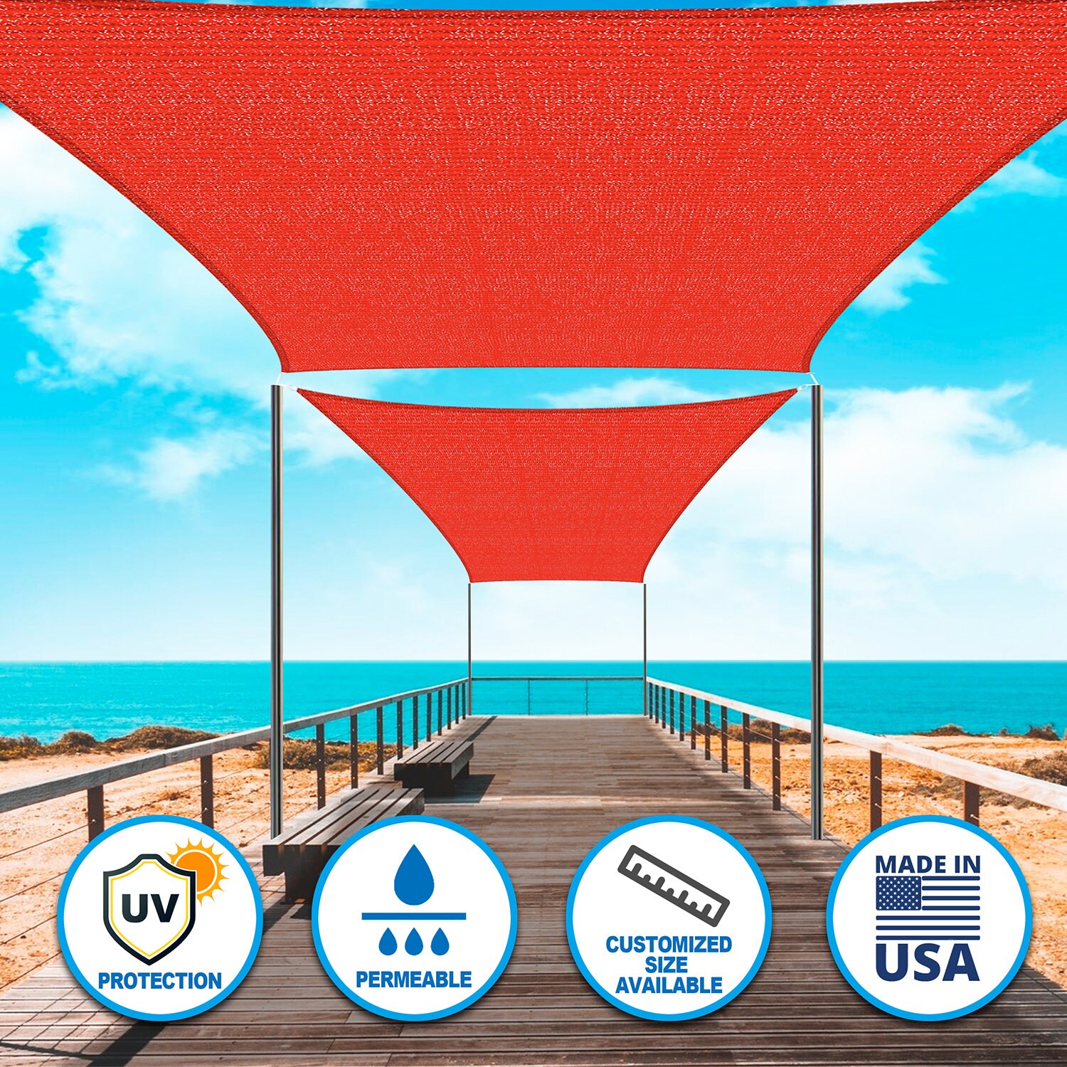Houssity Permeable Sun Shade Sail Canopy Awning Shade Cloth for Pool ...