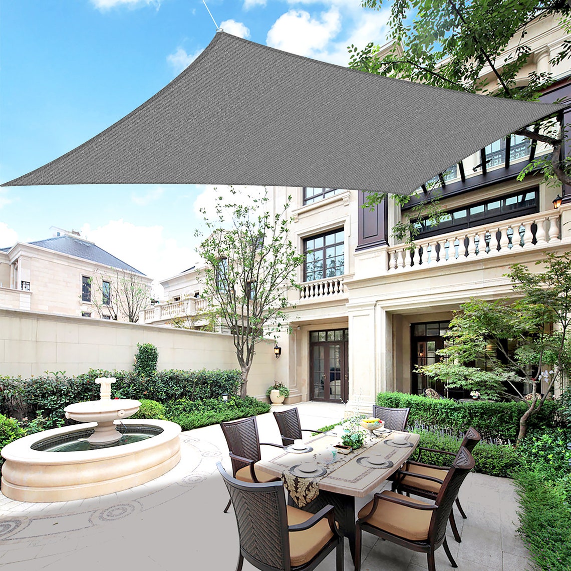 Houssity Permeable Sun Shade Sail Canopy Awning Shade Cloth for Pool ...