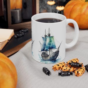 Watercolor Ship Ceramic Mug: Nautical Marine Decor - Etsy