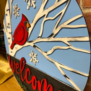 Winter Round Door Hanger Welcome Winter Round Door Sign Christmas Round ...