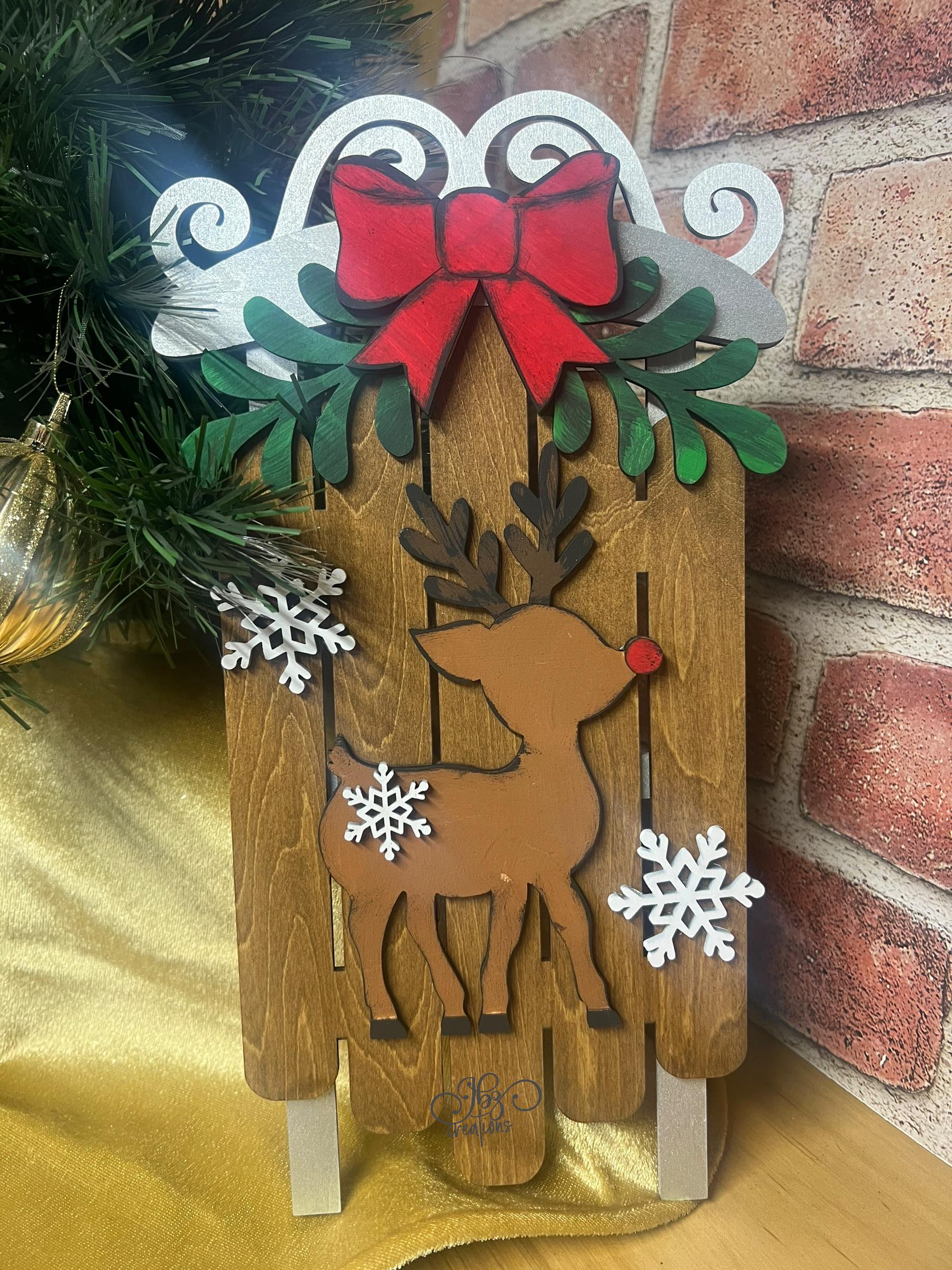 Reindeer Christmas Decor Rudolph the Reindeer Sled Sign Reindeer Sleigh ...