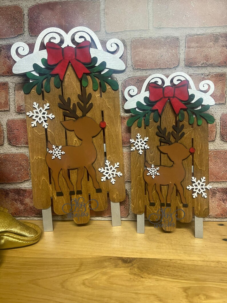 Reindeer Christmas Decor Rudolph the Reindeer Sled Sign Reindeer Sleigh ...