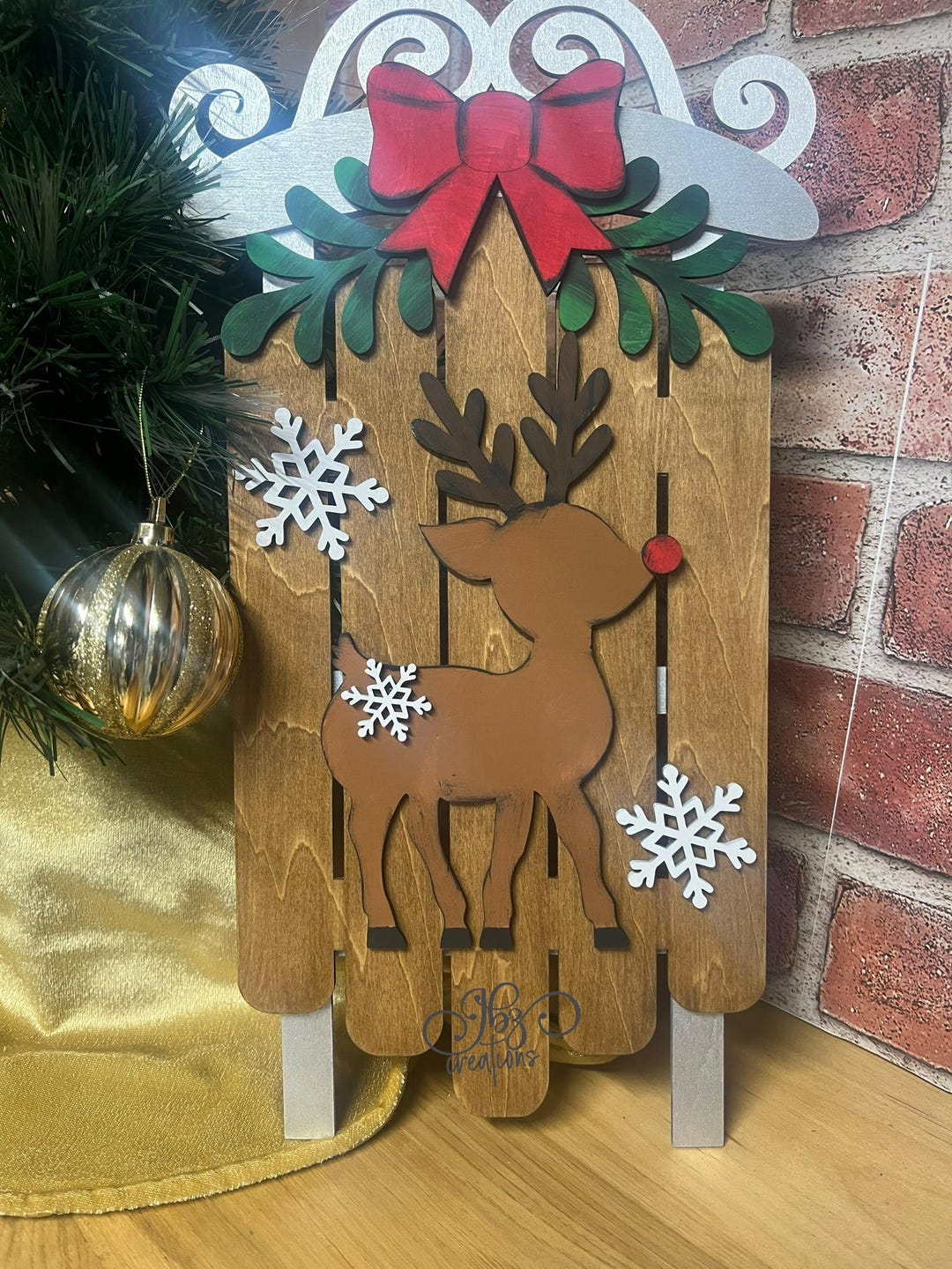 Reindeer Christmas Decor Rudolph the Reindeer Sled Sign Reindeer Sleigh ...