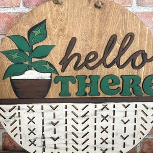 Potted Plant Round Sign Live Laugh Leave Round Door Sign Hello There ...