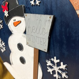 Snowman Door Hanger Welcome Winter Round Door Sign Christmas Door ...