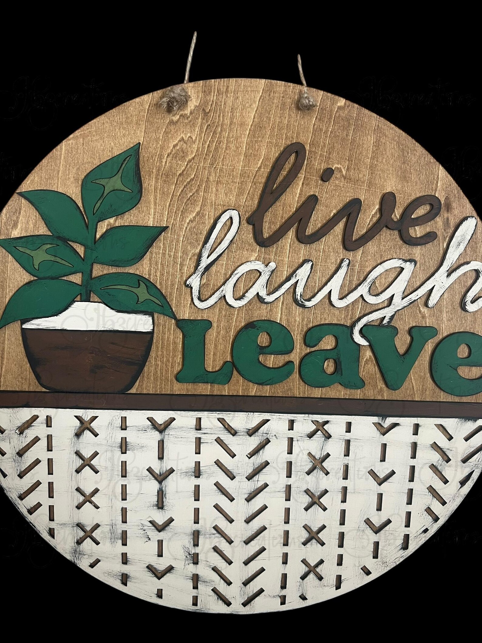 Potted Plant Round Sign Live Laugh Leave Round Door Sign Hello There ...