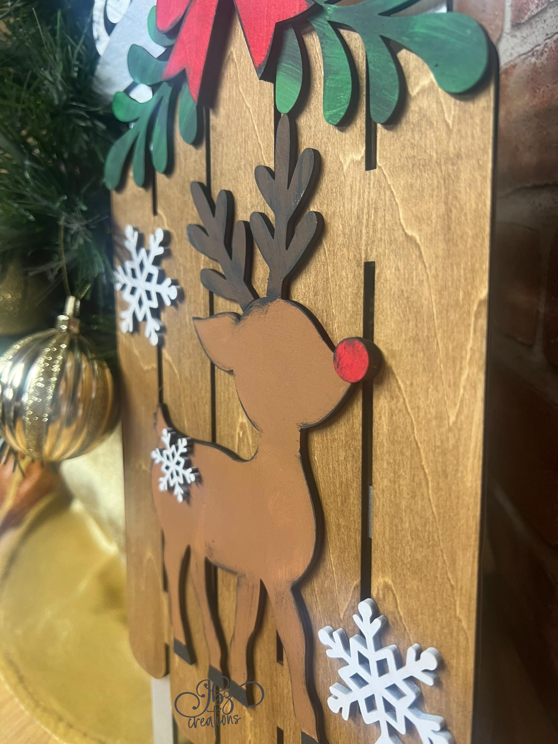 Reindeer Christmas Decor Rudolph the Reindeer Sled Sign Reindeer Sleigh ...