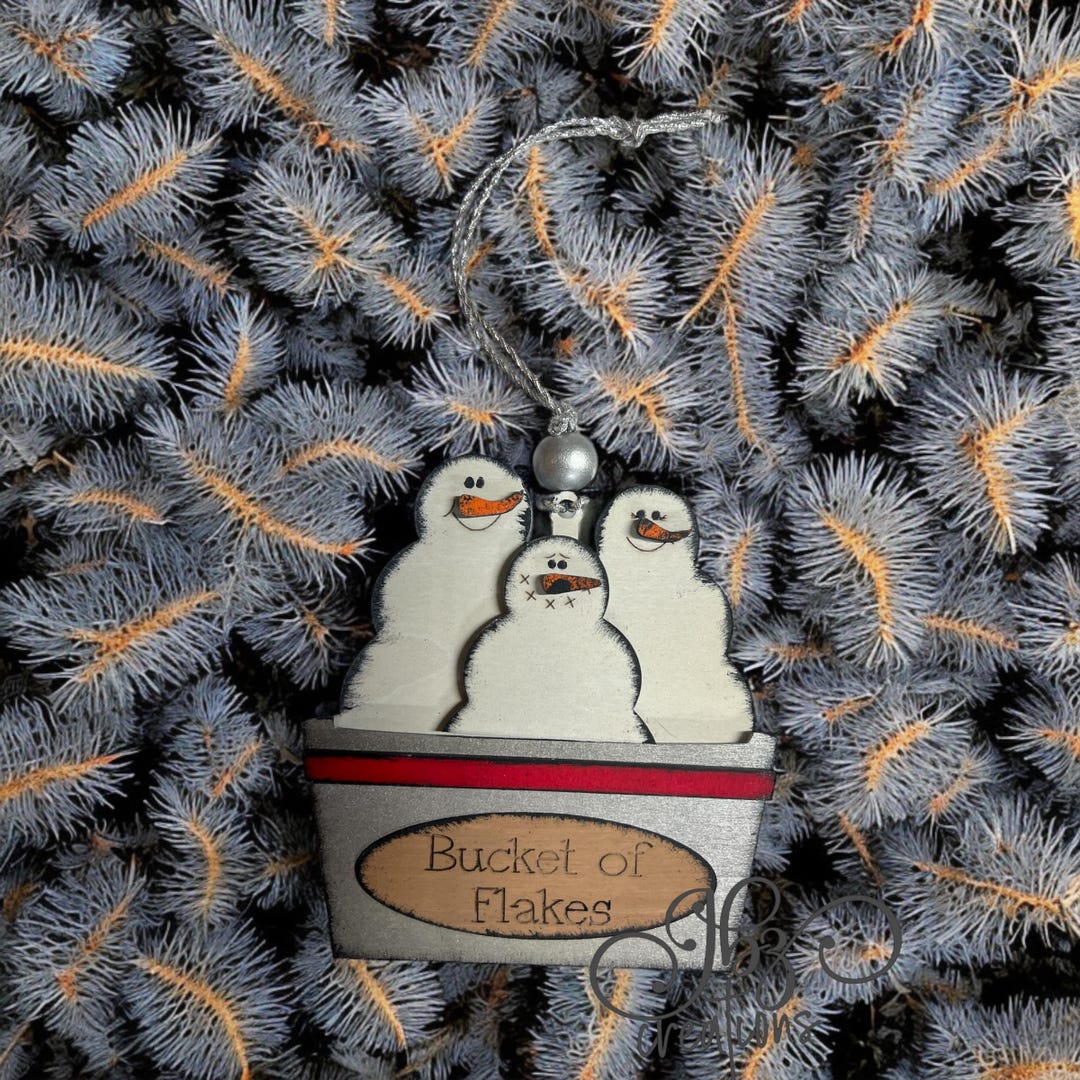 Bucket of Flakes Snowman Ornament - Etsy