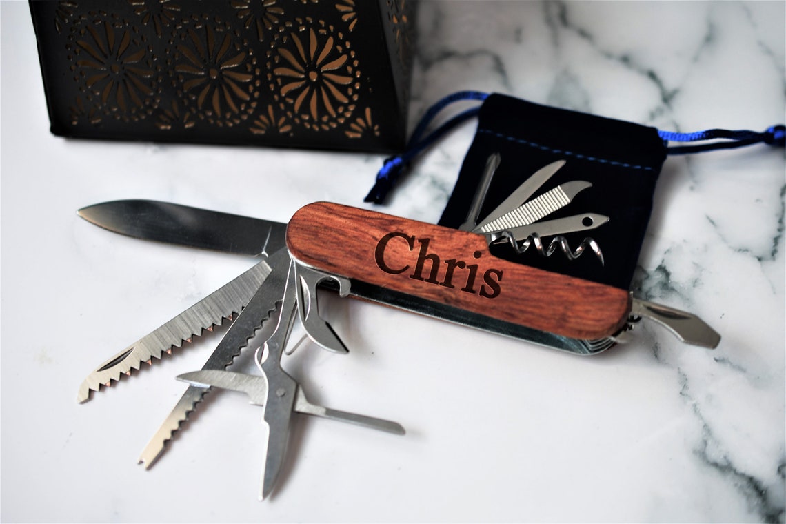 Personalized Knife, 11 in 1 Multi-tool, Engraved Wood - Etsy