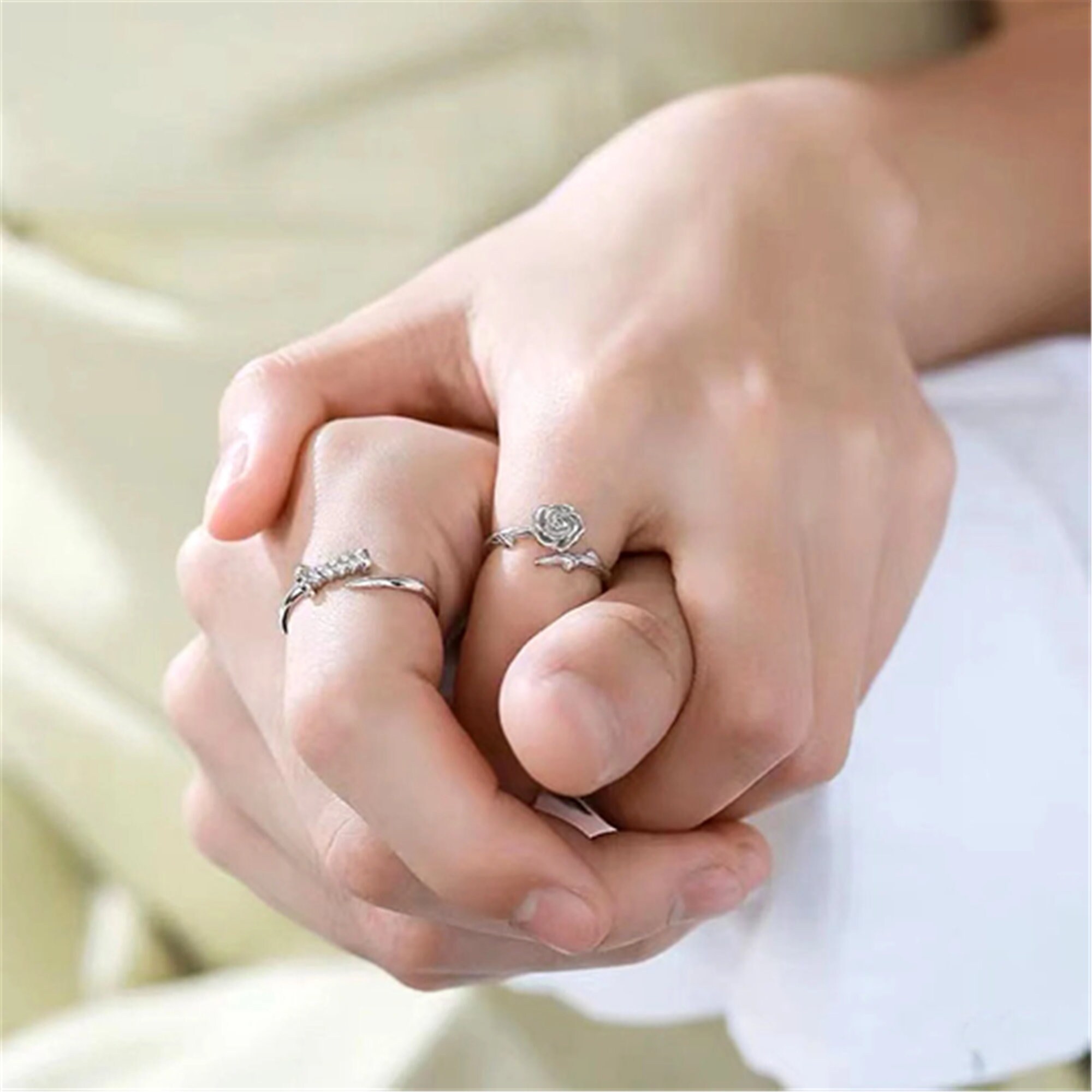 ROSE AND SWORD Matching Couple Rings, Princess and Knight Guardian ...