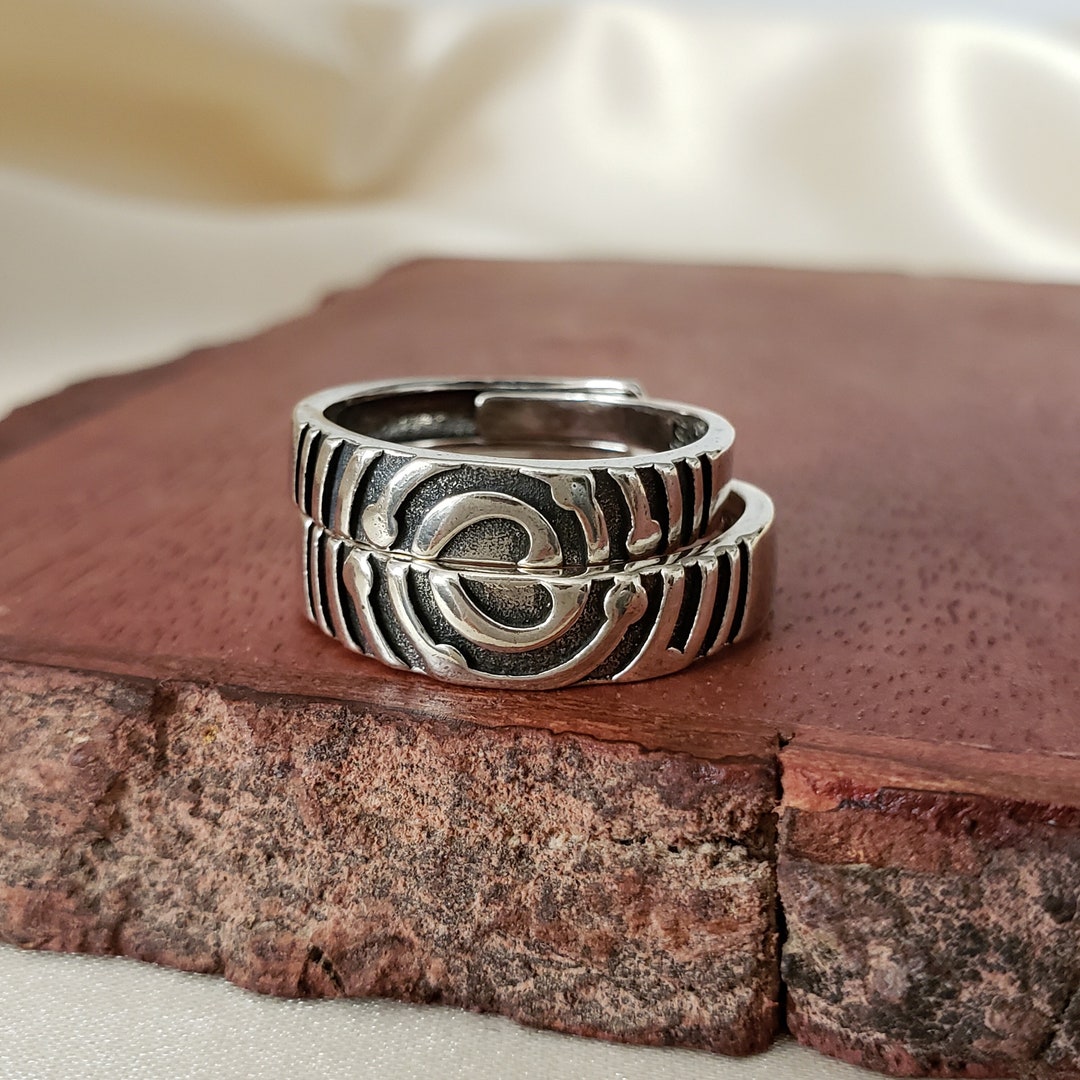 Matching Couple Rings Set, Tree Annual Ring Jewelry Anniversary ...
