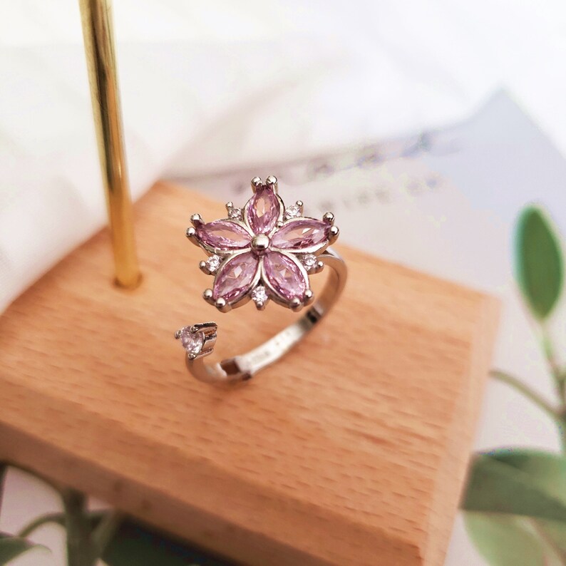 Fidget Ring, Cherry Blossom Spinning Ring, Anxiety Spinner Sakura ...