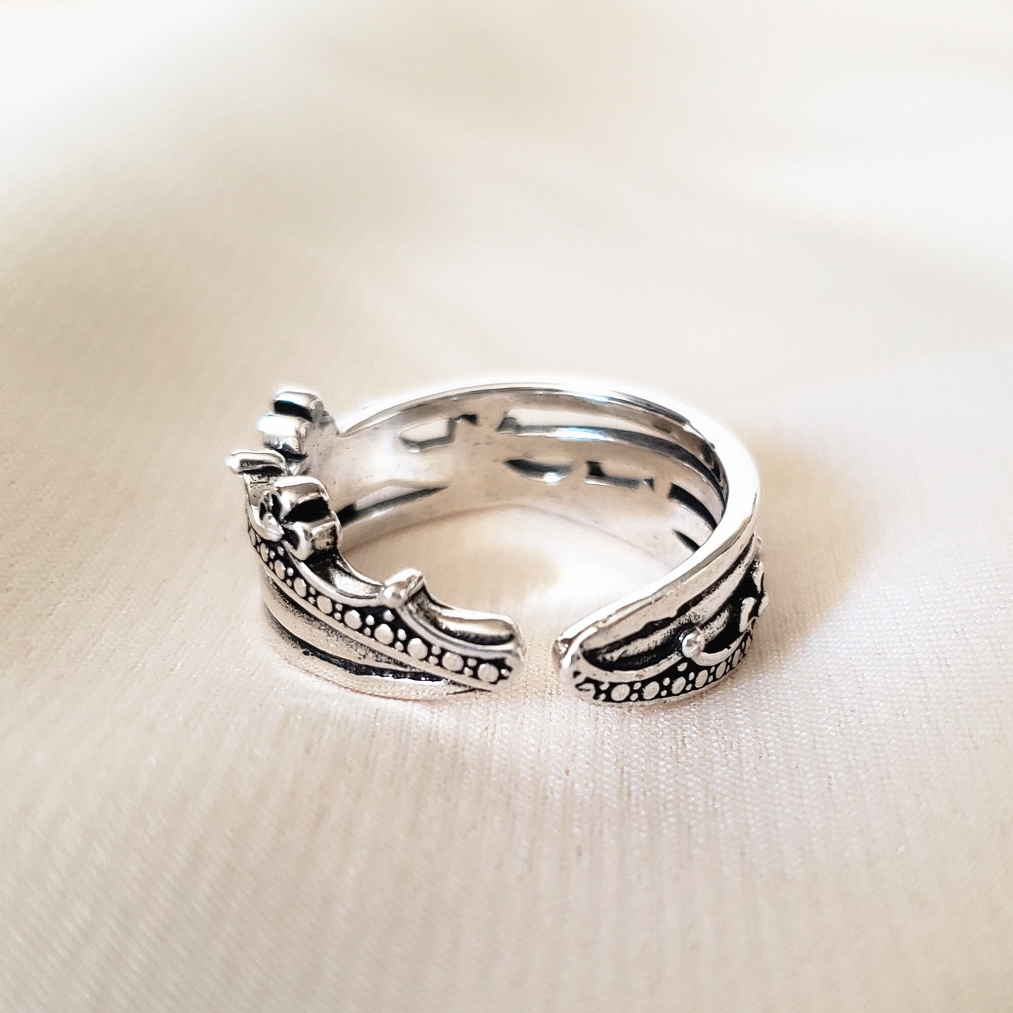 Crown Ring, Quinn Ring, Silver Ring, Adjustable Stackable Thumb Rings ...