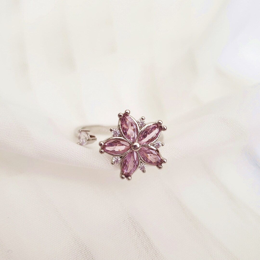 Fidget Ring, Cherry Blossom Spinning Ring, Anxiety Spinner Sakura ...