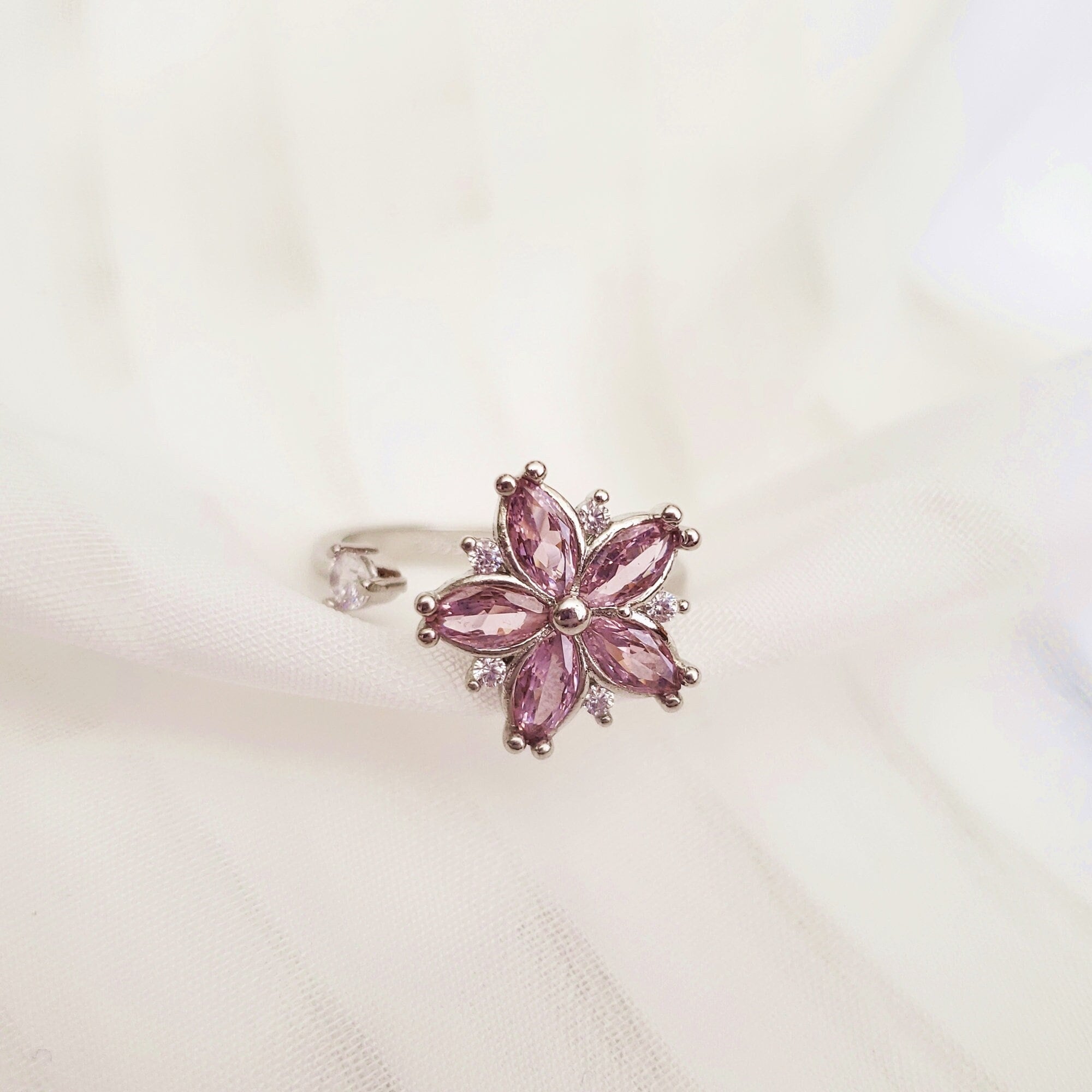 Fidget Ring, Cherry Blossom Spinning Ring, Anxiety Spinner Sakura ...