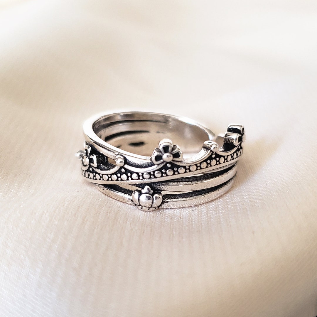 Crown Ring, Quinn Ring, Silver Ring, Adjustable Stackable Thumb Rings ...