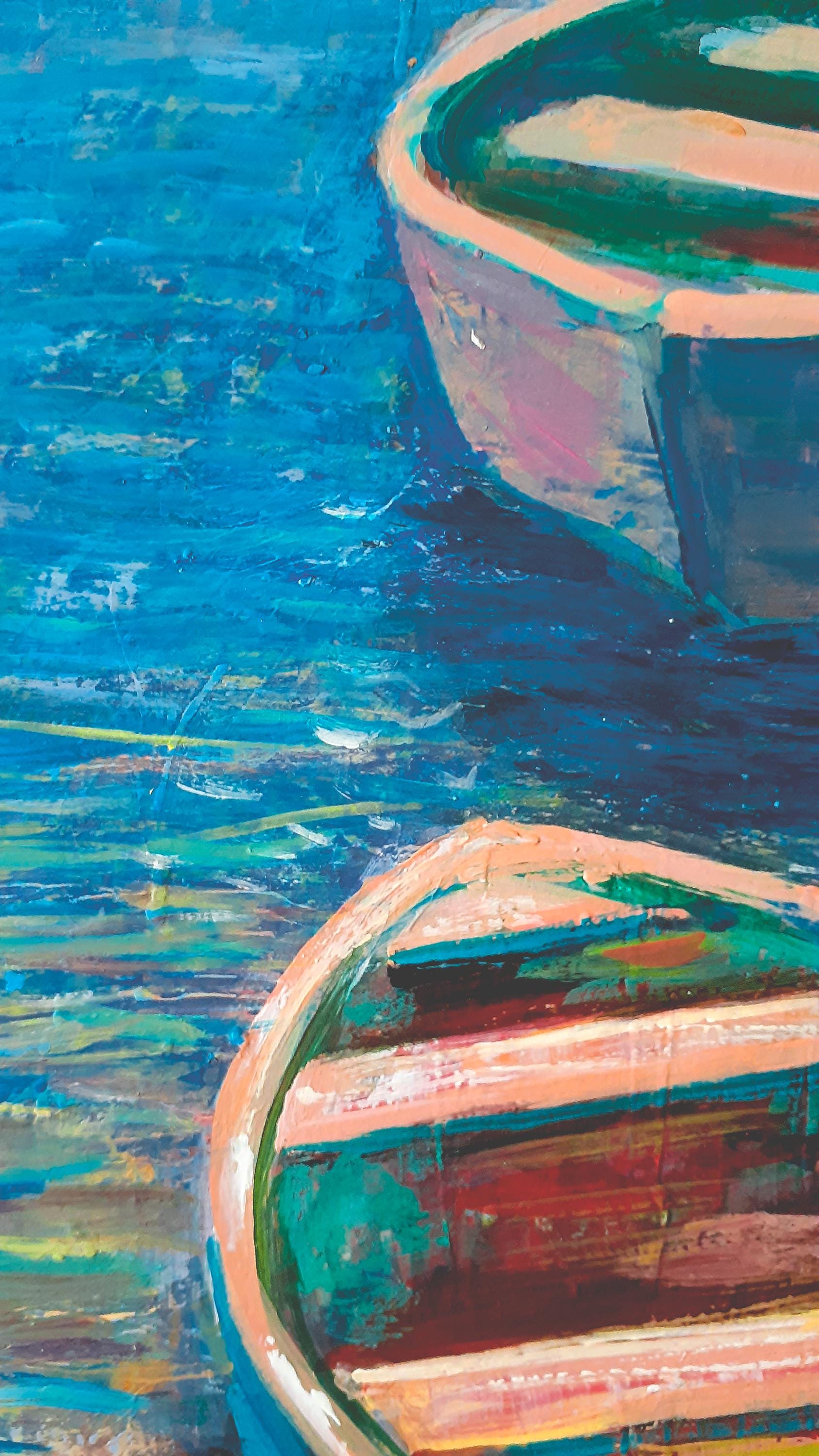 Art Boats Acrylic Painting on Cardboard Modern Art Sea Painting - Etsy