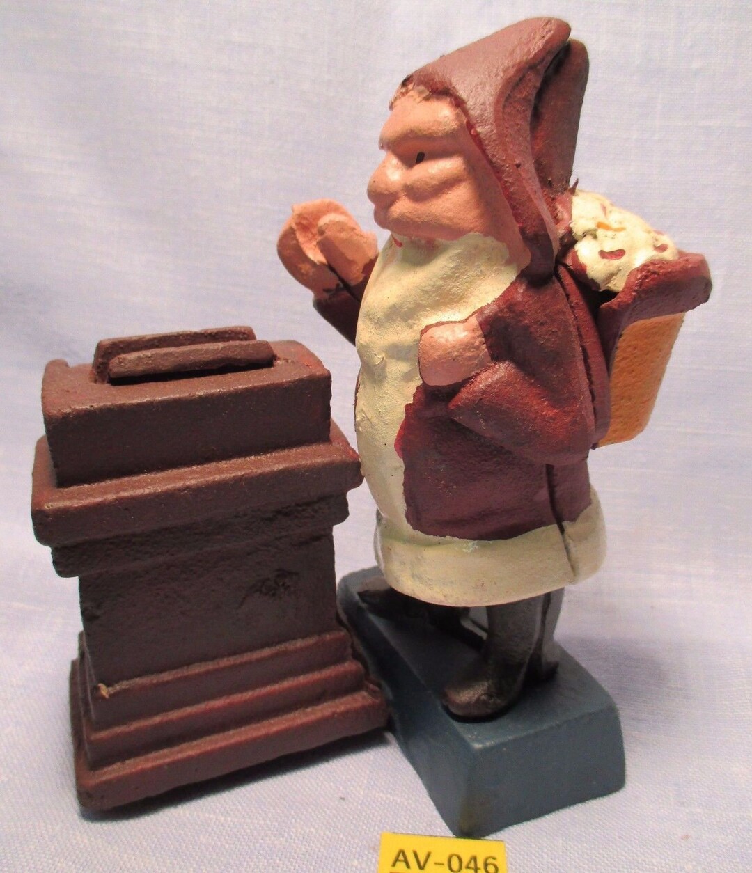 Heavy SANTA CLAUS BANK Christmas Cast Iron Old Store Inventory Painted ...