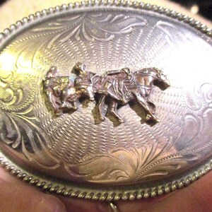 Quality COWBOY BULL DOGGING Western Belt Buckle Marked 489 Dollars ...