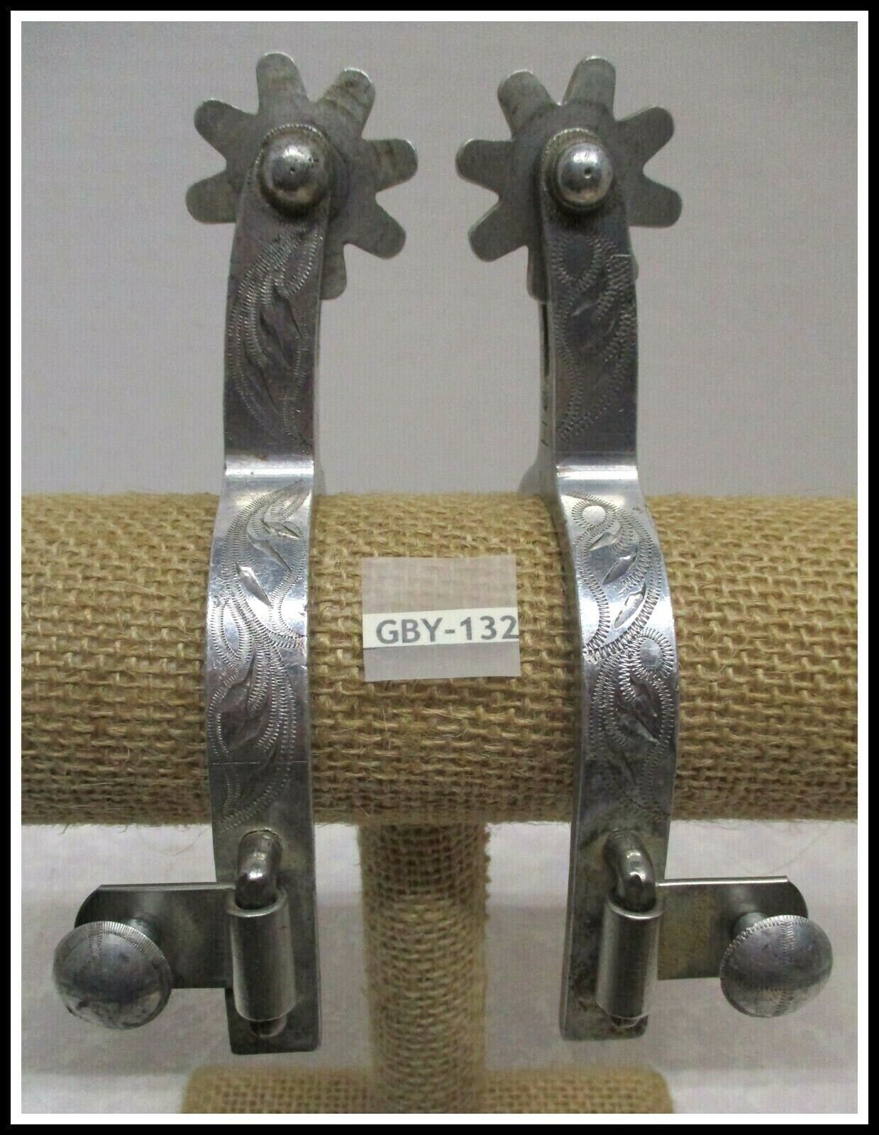 Vintage ~CR~ CROCKETT Renalde Fully Hand Engraved Aluminum Riding SPURS ...