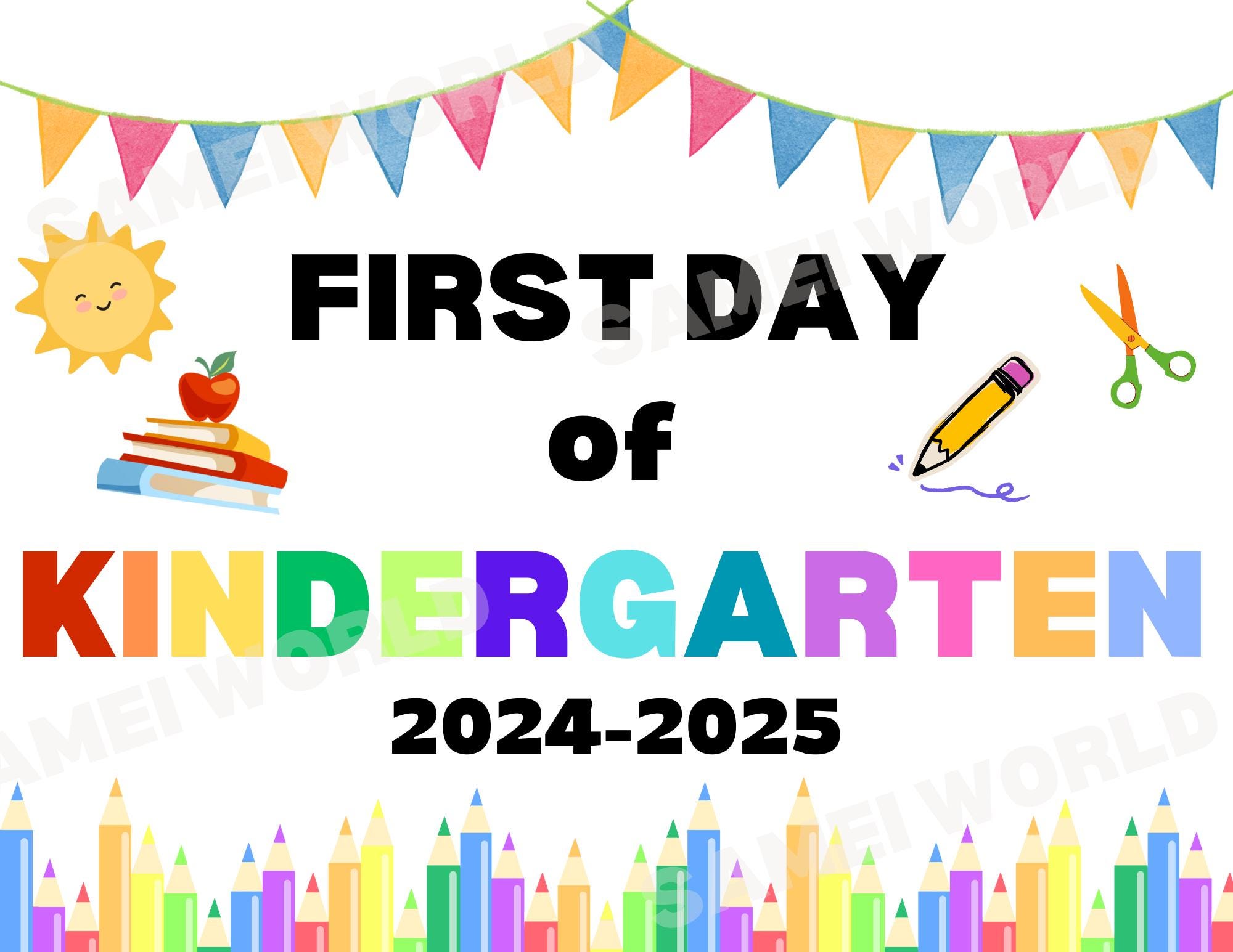 First Day of Kindergarten Sign Printable, Back to School Sign, First ...
